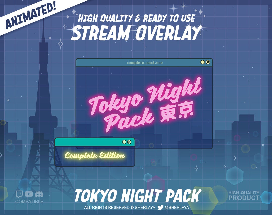 Animated Overlay Tokyo Night COMPLETE PACK / Cute / Pastel / Frame ...