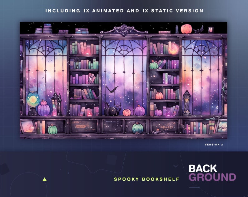 3x Vtuber Animated Backgrounds Spooky Bookshelf / Halloween / Vtube ...
