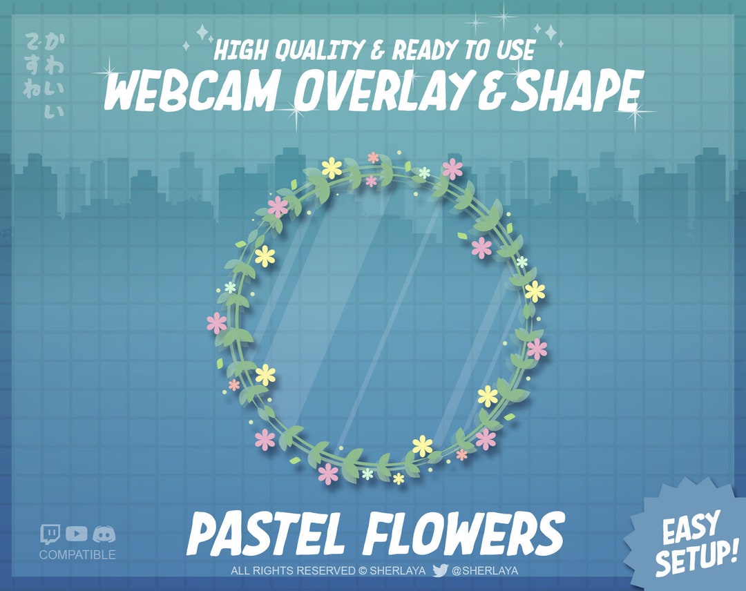 Webcam Overlay & Shape Pastel Flowers/ Circle / Frame / Twitch / Camera ...