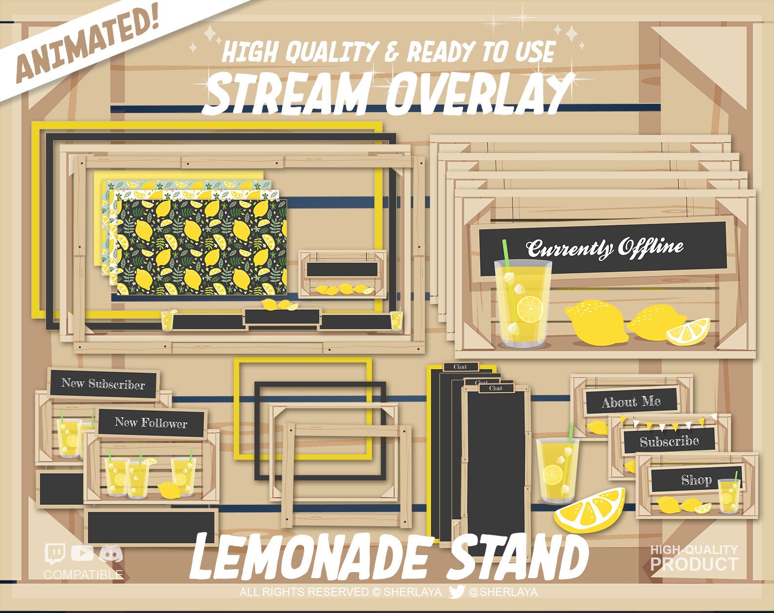 Animated Overlay Lemonade Stand COMPLETE PACK Lemon / Yellow / - Etsy