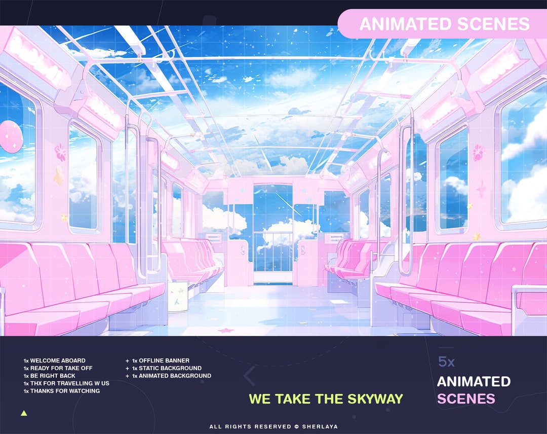 5x Animated Scenes We Take the Skyway / Background / Screens / Pastel ...