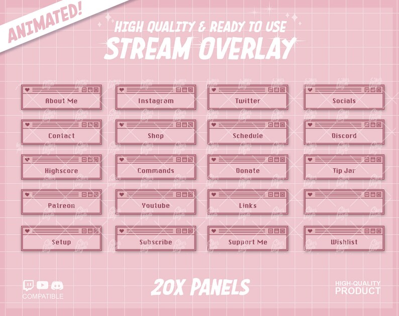 Animated Overlay Pink Overlay COMPLETE PACK Retro / Cute / Pastel ...