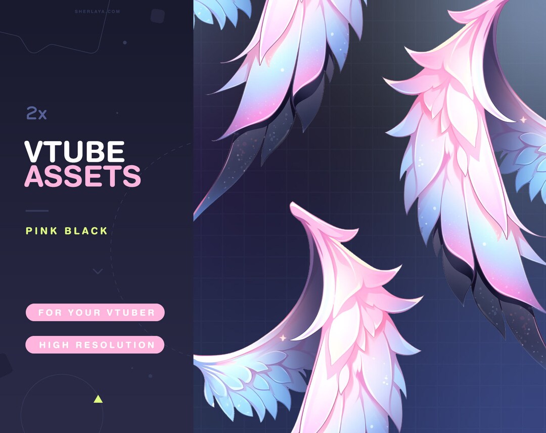 Vtuber Assets Pink Black Wings / Vtube / Vtubing / Twitch / Kawaii ...