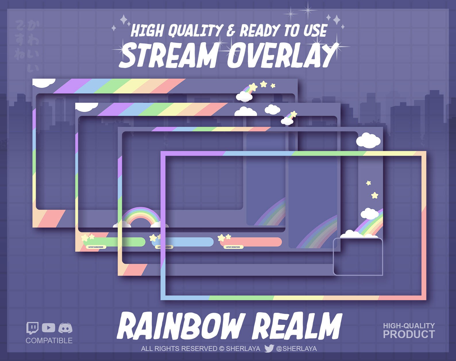4x Stream Overlay Rainbow Realm Clouds / Purple / Pastel / - Etsy