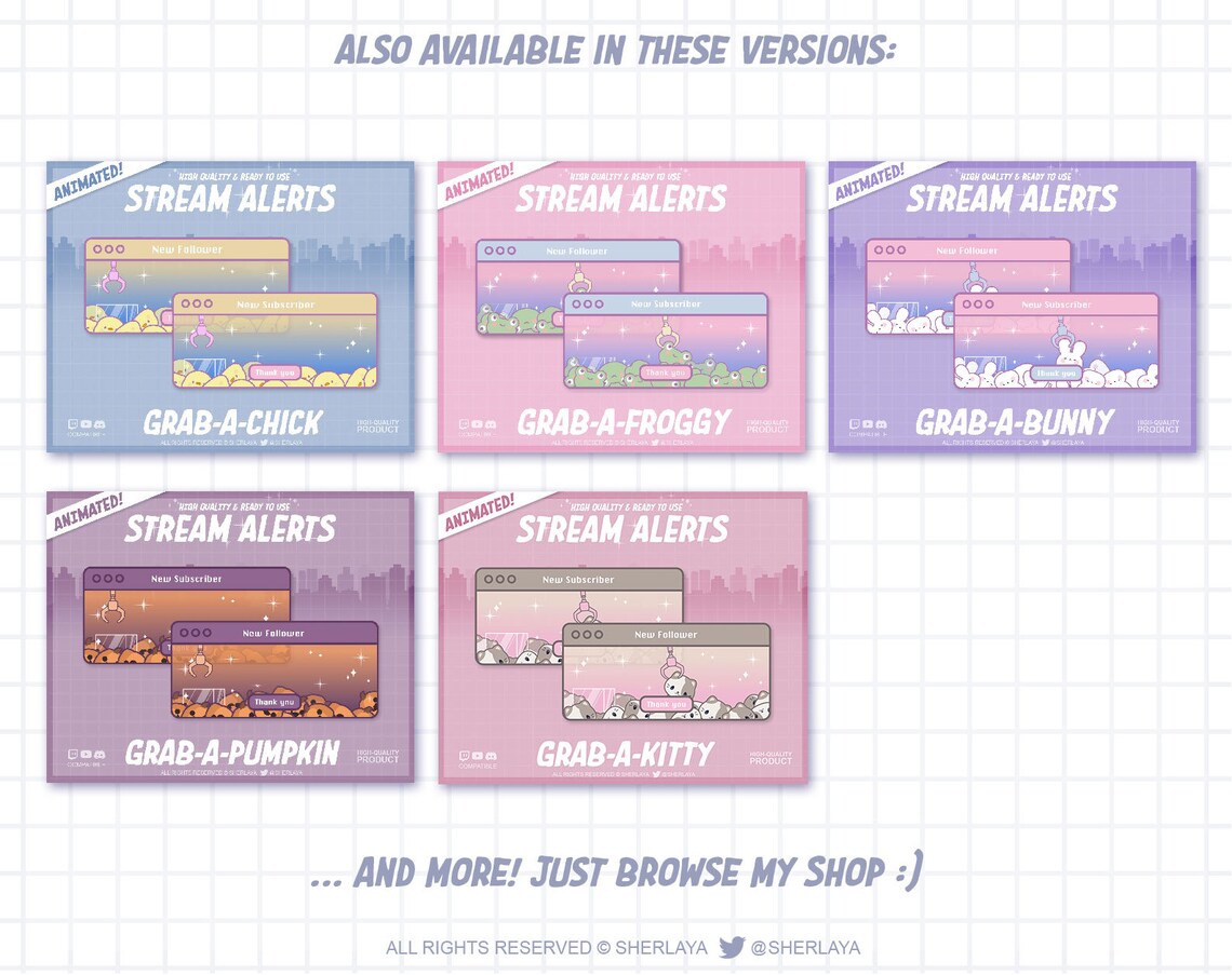 7x Animated Alerts Grab A Chick / Fun Fair / Pastel / Overlay / Border ...