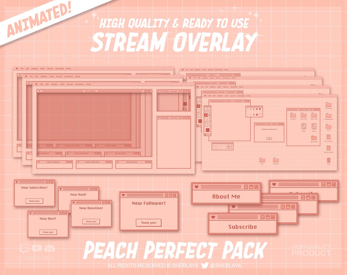 Animated Overlay Peach Perfect Overlay COMPLETE PACK Retro / - Etsy