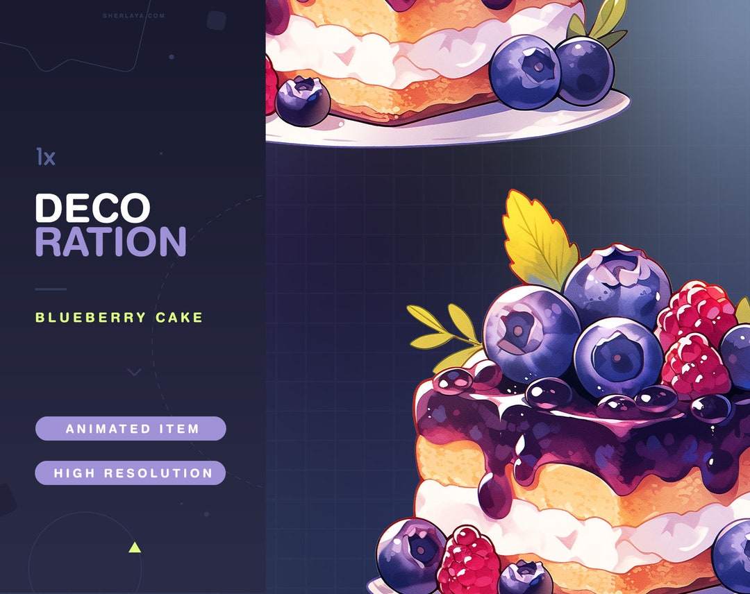 1x Animated Decoration Stream Asset Blueberry Cake / Halloween / Witchy ...