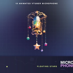 1x Animated Vtuber Microphone Floating Stars / Pink / Assets / Vtuber ...