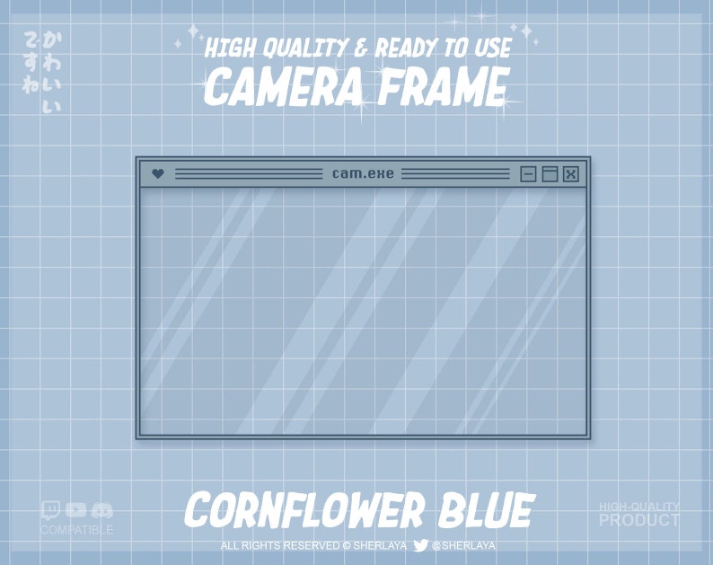 Webcam Overlay Cornflower Blue Windows / Pastel / Border / | Etsy