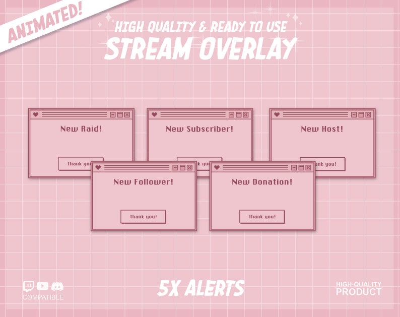 Animated Overlay Pink Overlay COMPLETE PACK Retro / Cute / - Etsy