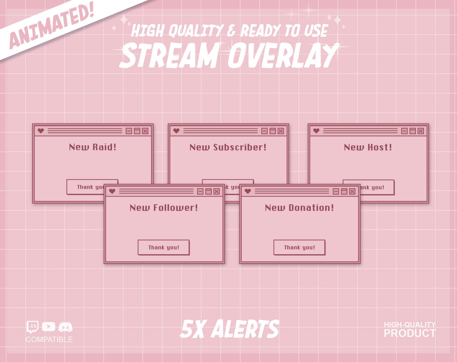 Animated Overlay Pink Overlay COMPLETE PACK Retro / Cute / | Etsy Australia