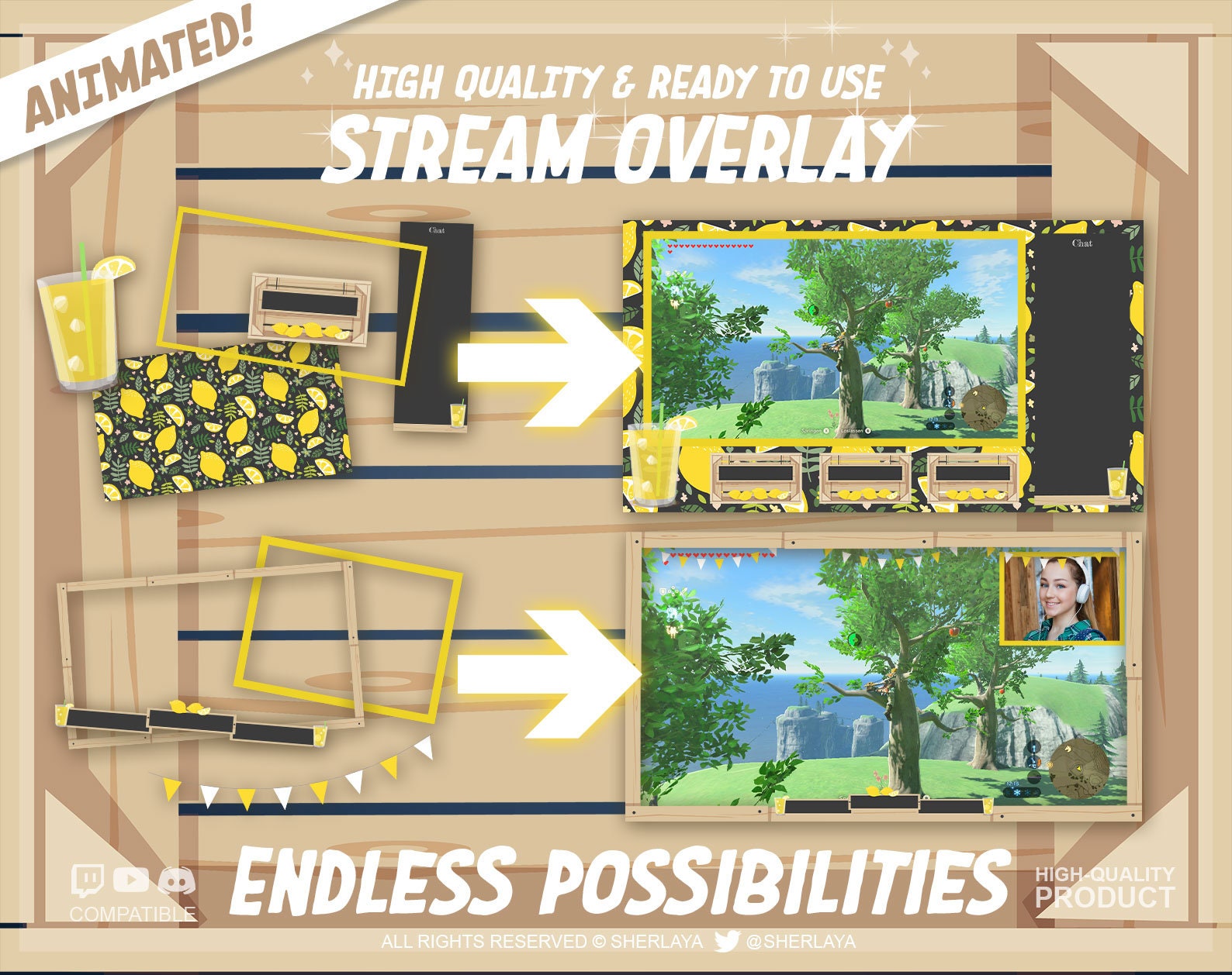 Animated Overlay Lemonade Stand COMPLETE PACK Lemon / Yellow / - Etsy