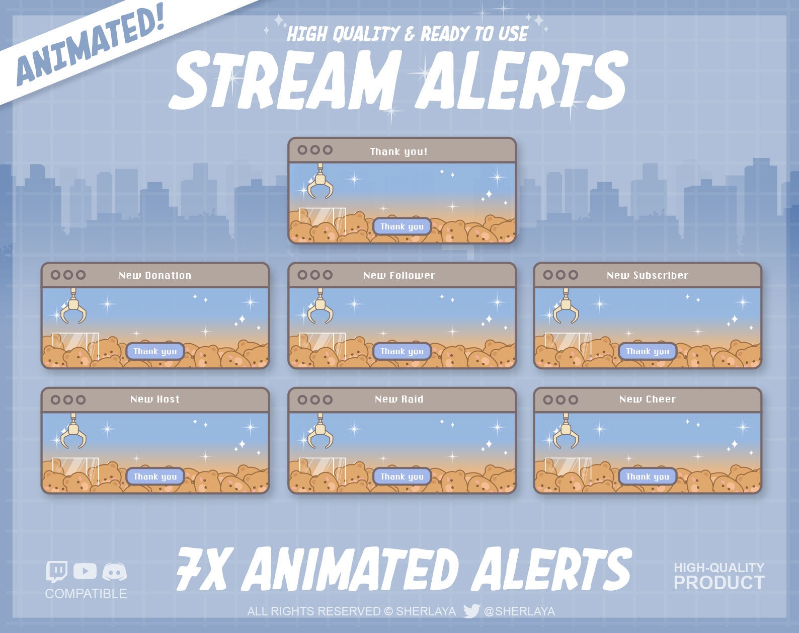7x Animated Alerts Grab A Bear / Fun Fair / Pastel / Claw - Etsy