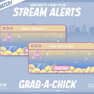 7x Animated Alerts Grab A Chick / Fun Fair / Pastel / Overlay / Border ...