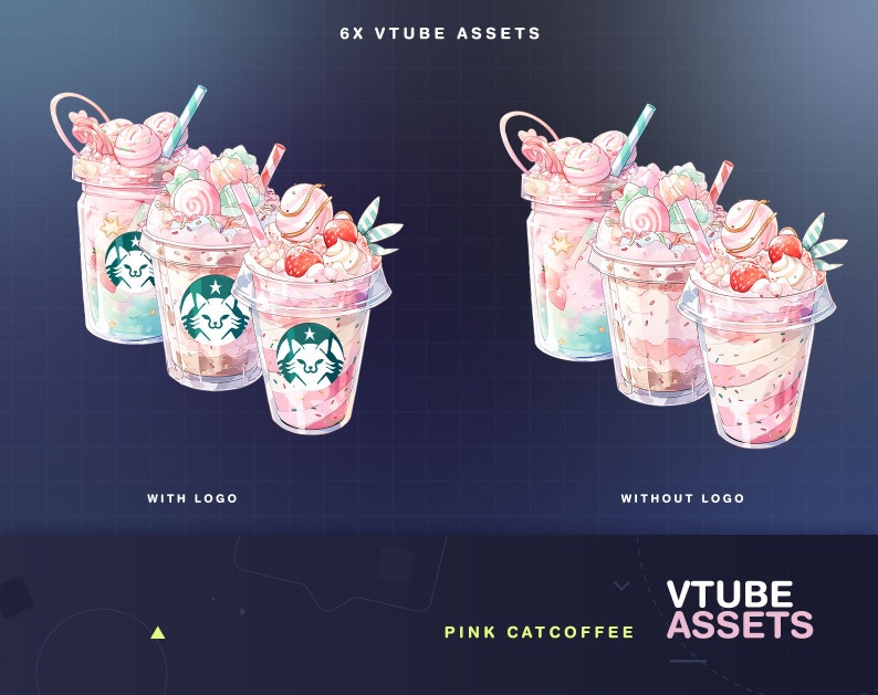 Vtuber Assets Pink Cat Coffee / Vtube / Vtubing / Twitch / Kawaii ...