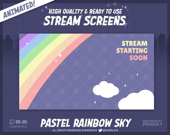 4x Stream Overlay Pastel Rainbow Sky / Clouds / Purple / | Etsy
