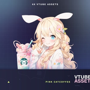 Vtuber Assets Pink Cat Coffee / Vtube / Vtubing / Twitch / Kawaii ...