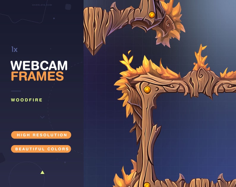 1x Webcam Frame Woodfire / Flower / Purple / Vtuber / Cute / Pink ...