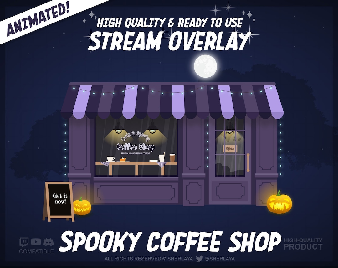Animated Overlay Spooky Coffee Shop / Pumpkin / Halloween / Vtuber ...