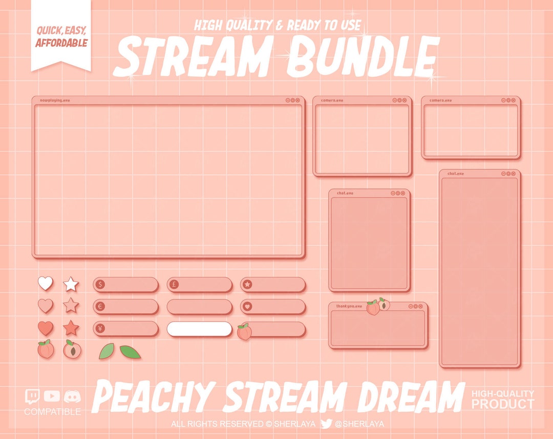 Stream Bundle Peachy Stream Dream for Quick Start / Retro / Cute ...