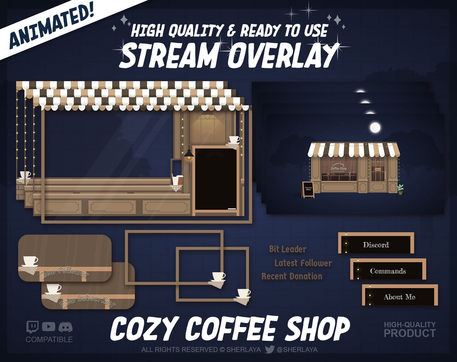 Animated Overlay Cozy Coffee Shop COMPLETE PACK Brown / Cafe / | Etsy