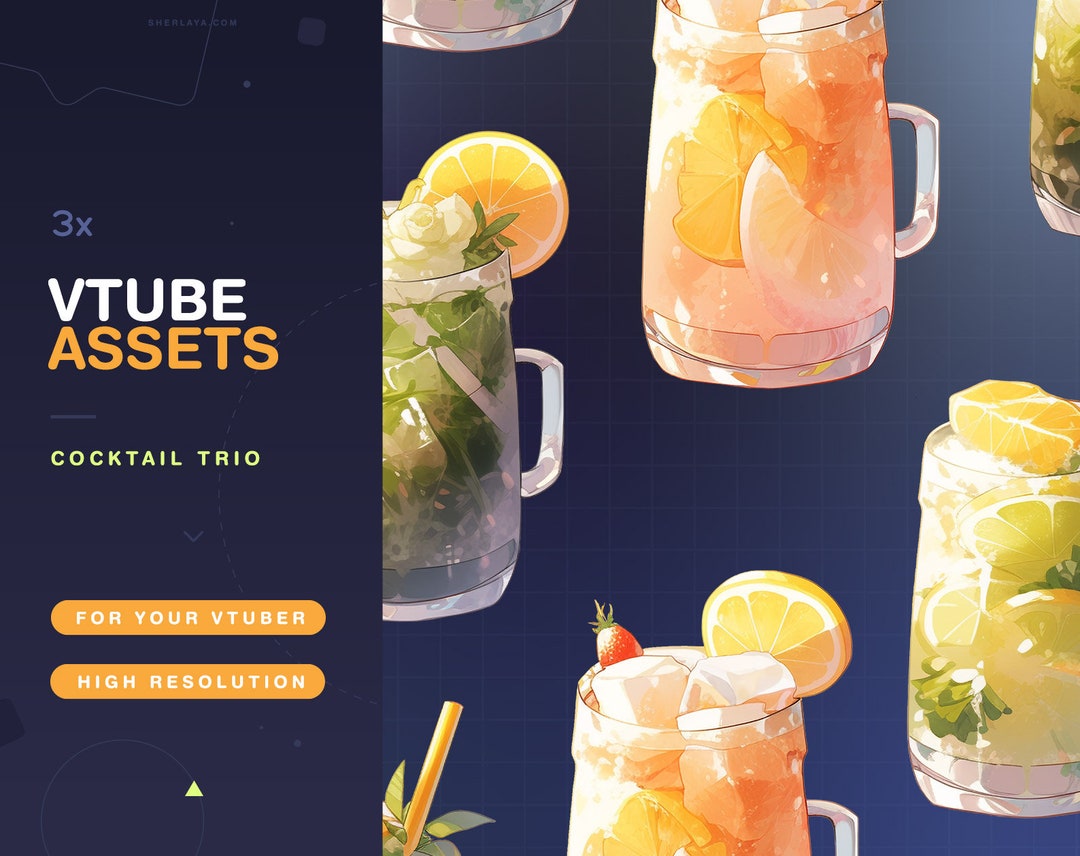 Vtuber Assets Cocktail Trio / Vtube / Vtubing / Twitch / Kawaii / Manga ...