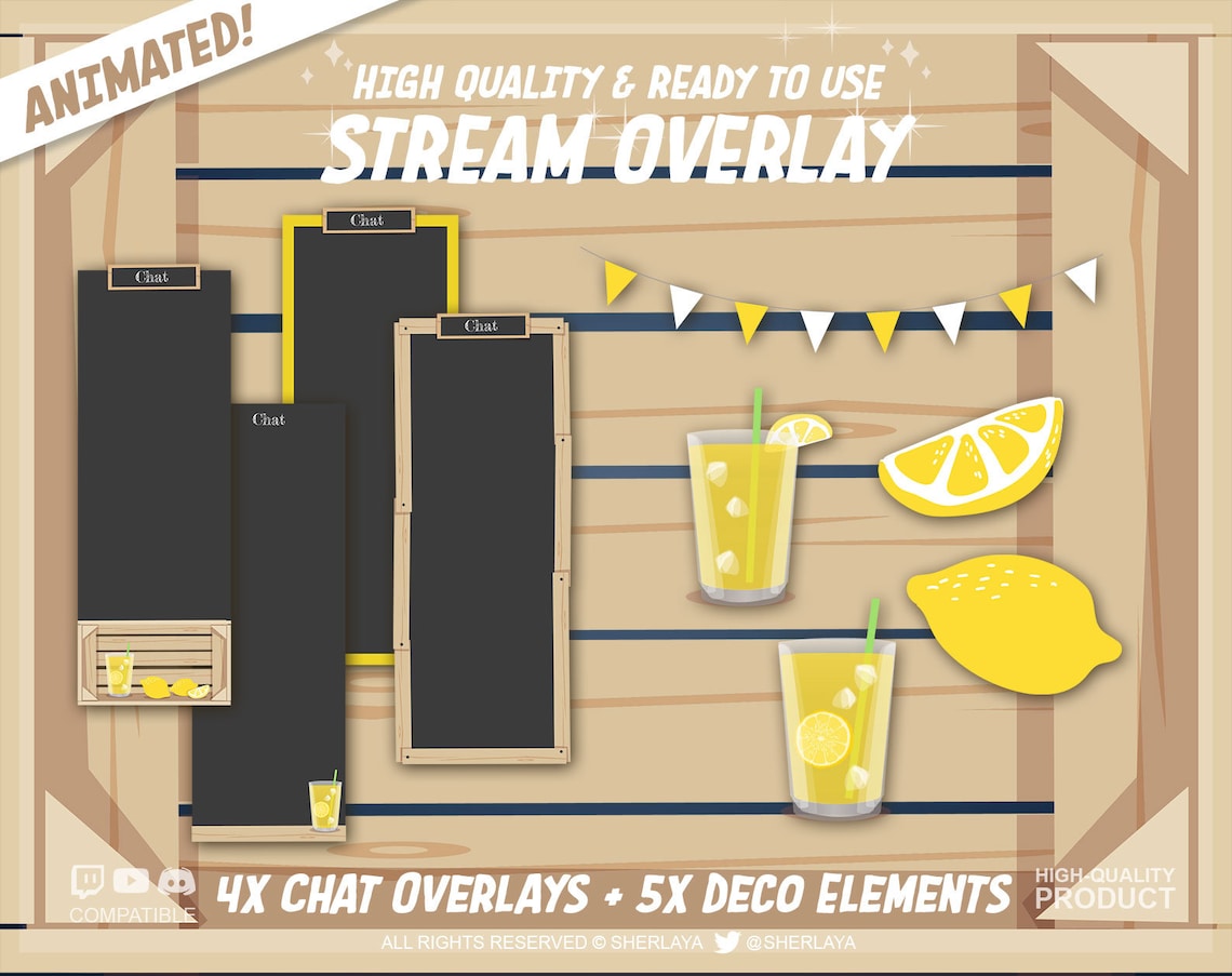 Animated Overlay Lemonade Stand COMPLETE PACK Lemon / Yellow / - Etsy