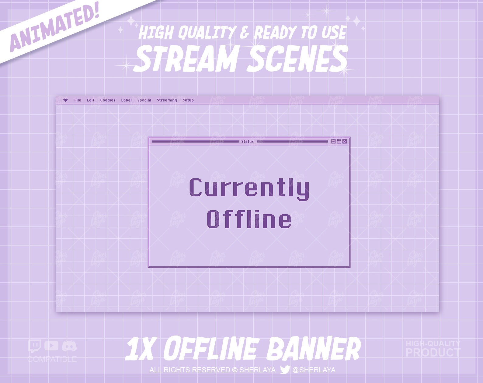 4x Stream Screens Sweet Lavender Retro / Cute / Pastel / Frame / Border ...