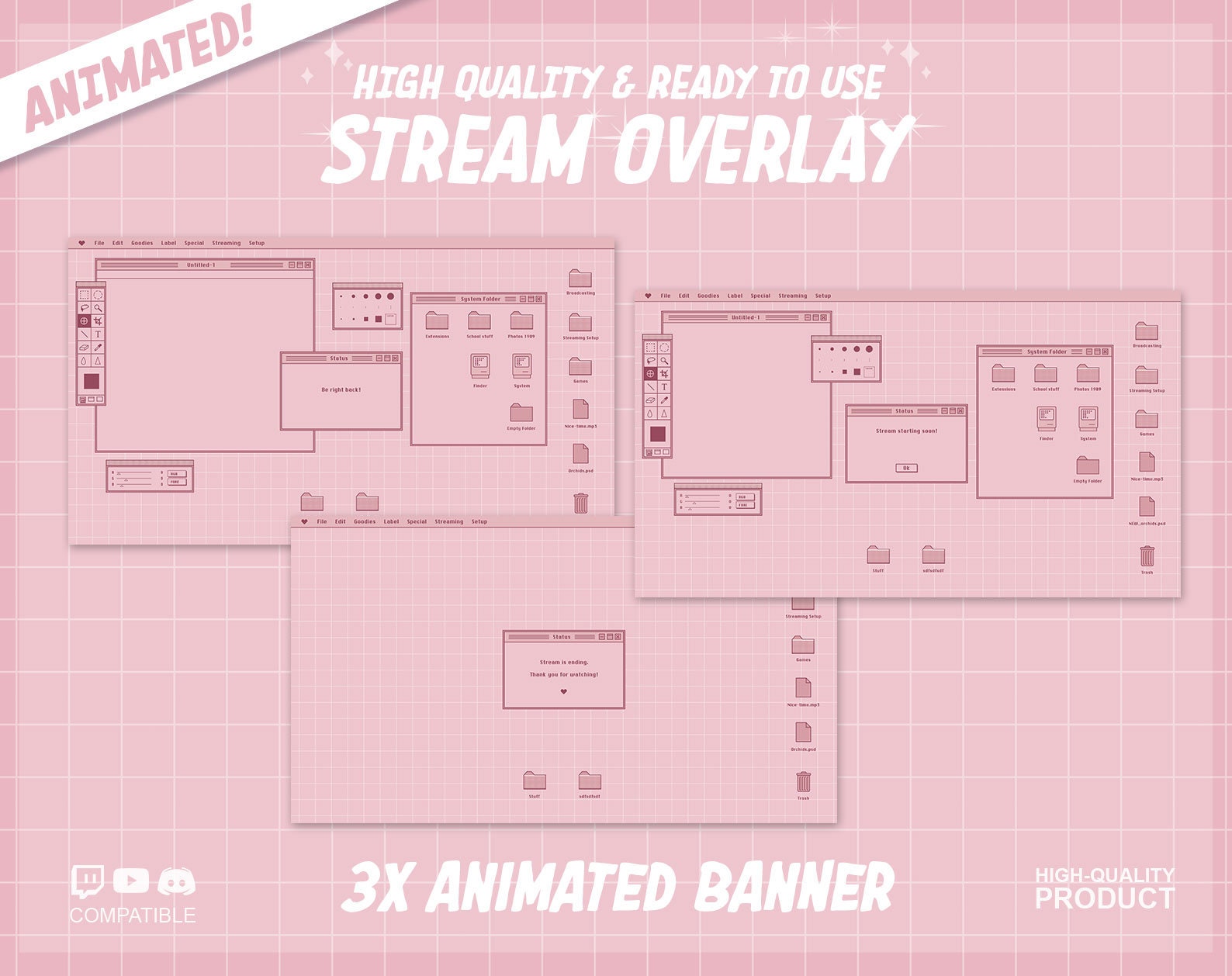 Animated Overlay Pink Overlay COMPLETE PACK Retro / Cute / | Etsy UK