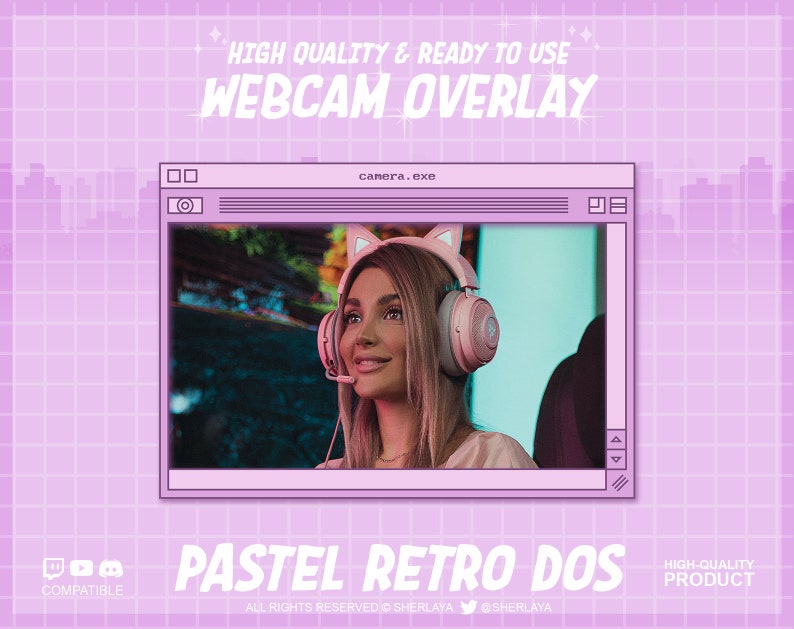2x Webcam Overlaypastel Retro DOS Pink / Pastel / Cute / Camera Overlay ...