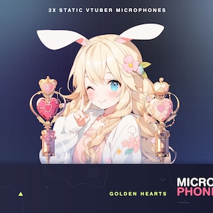 2x Vtuber Microphones Golden Hearts / Pink / Assets / Vtuber / Cute ...