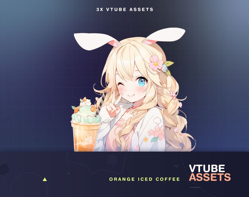 Vtuber Assets Orange Iced Coffee / Vtube / Vtubing / Twitch / Kawaii ...