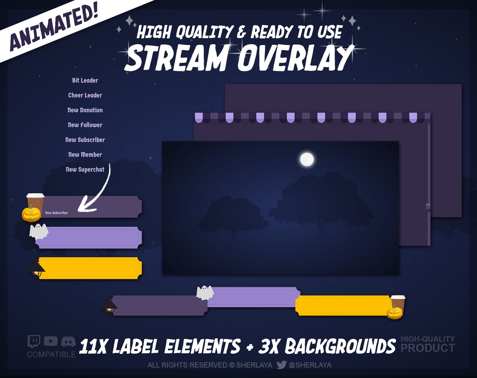 Animated Overlay Spooky Coffee Shop / Pumpkin / Halloween / Vtuber ...