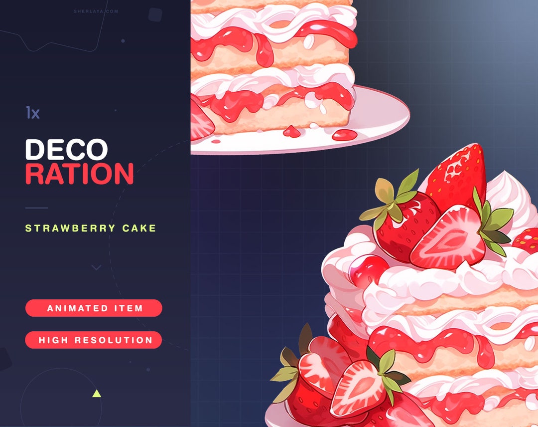 1x Animated Decoration Stream Asset Strawberry Cake / Halloween ...