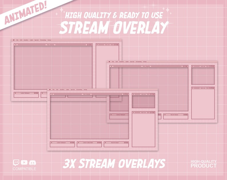 Animated Overlay Pink Overlay COMPLETE PACK Retro / Cute / Pastel ...