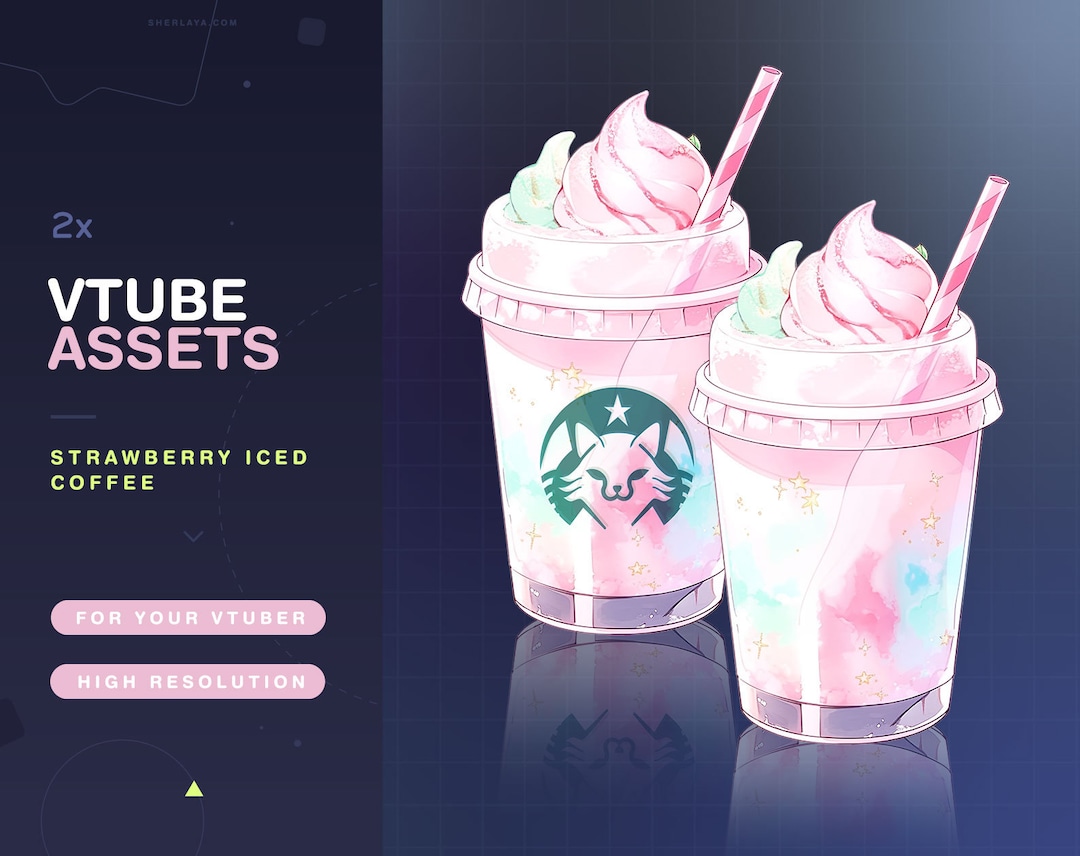 Vtuber Assets Strawberry Iced Coffee / Vtube / Vtubing / Twitch ...