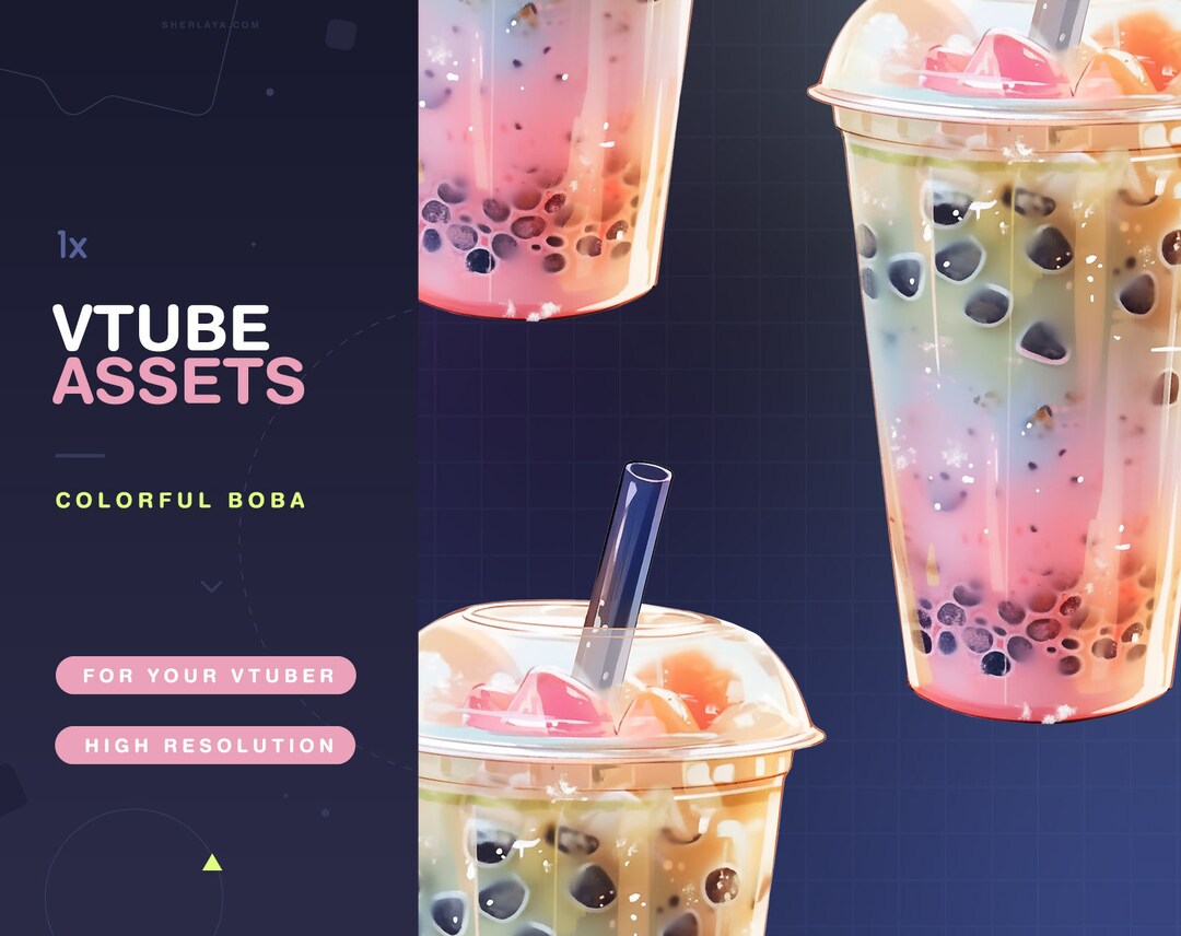 Vtuber Assets Colorful Boba / Vtube / Vtubing / Twitch / Kawaii / Manga ...