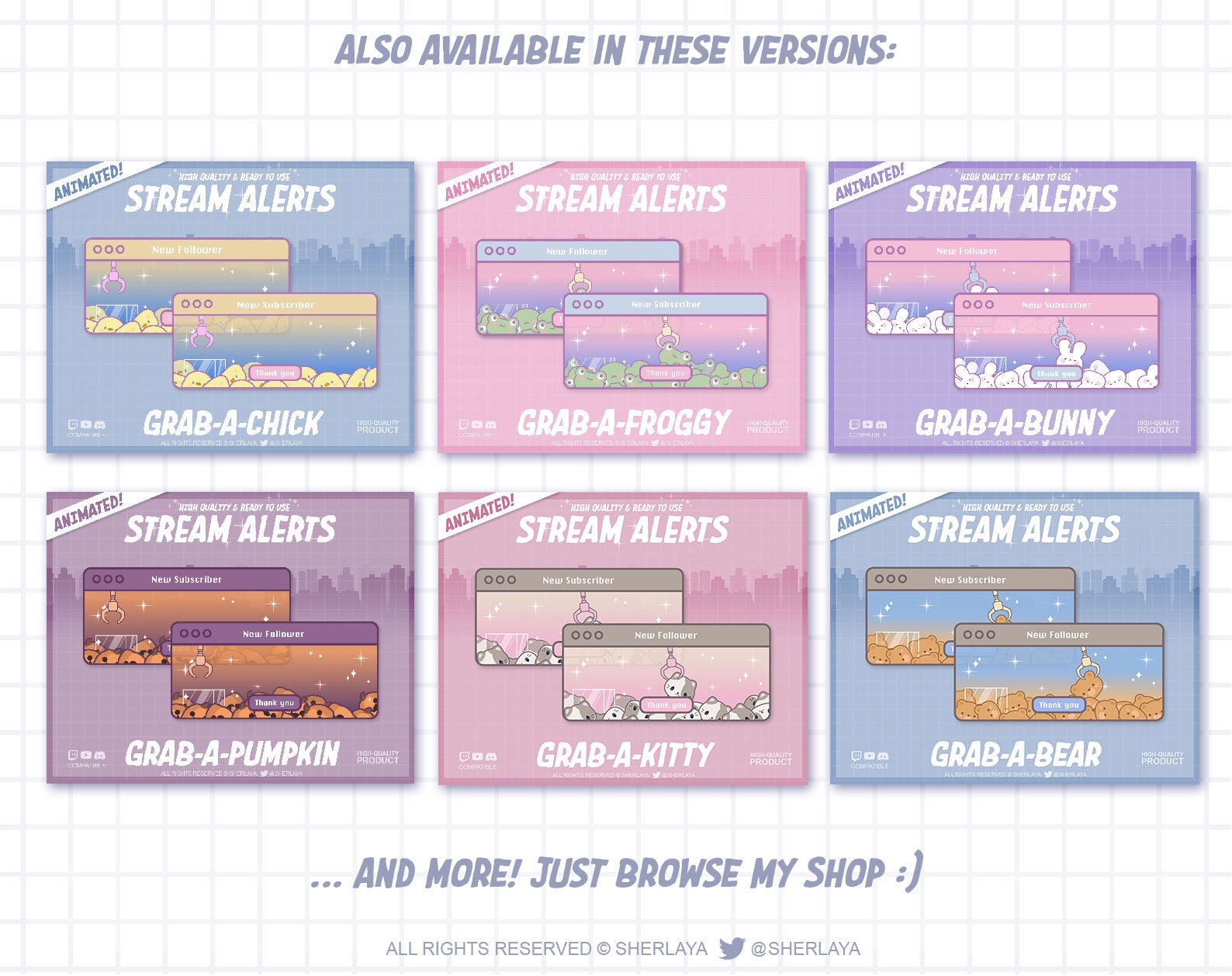 7x Animated Alerts Grab A Strawberry / Fun Fair / Pastel / - Etsy