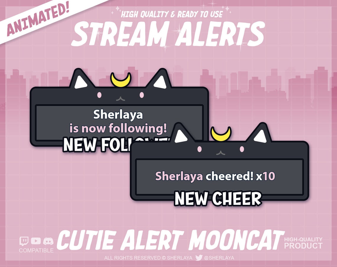 8x Animated Alerts Cutie Mooncat / Pastel / Overlay / Border / - Etsy