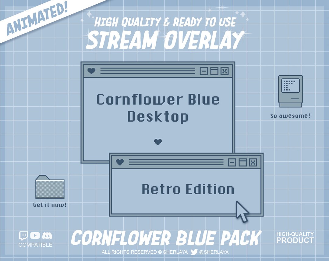 Animated Overlay Cornflower Blue Overlay COMPLETE PACK Retro / Cute ...