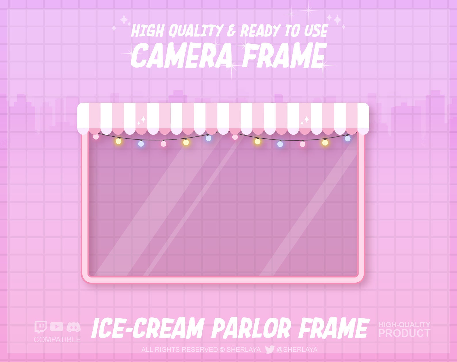 2x Camera Overlay Ice Cream Parlour Pastel / Frame / Twitch / Kawaii ...