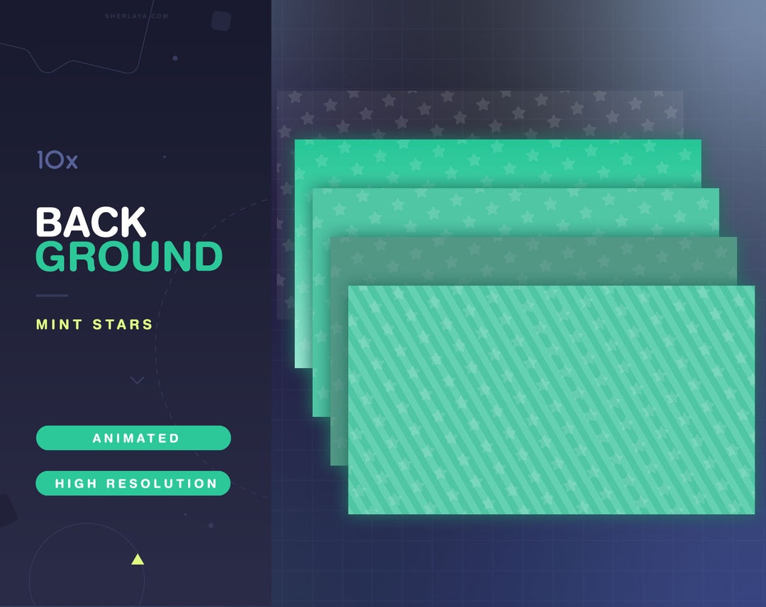 10x Vtuber Animated Stream Backgrounds Mint Stars / Vtuber / Vtube ...