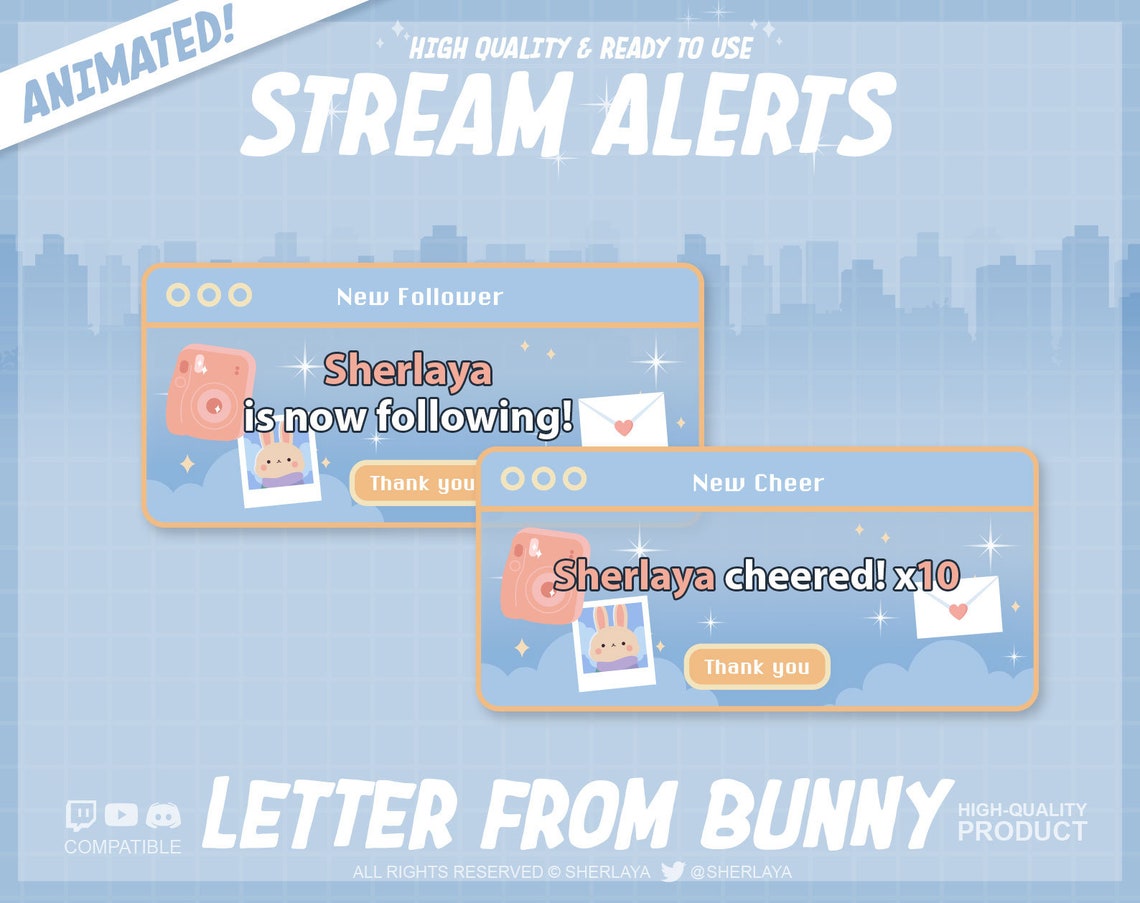 7x Animated Alerts Letters From Bunny / Flowers / Pastel / Overlay ...