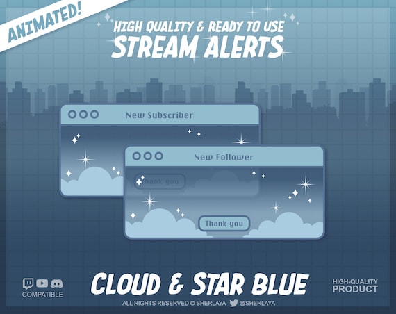 6x Animated Alerts Cloud & Star Blue / Pastel / Overlay / | Etsy