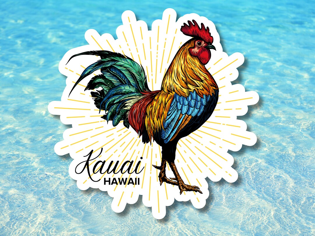 Kauai Rooster Sticker: Hawaii Decal, Laptop, Water Bottle - Etsy