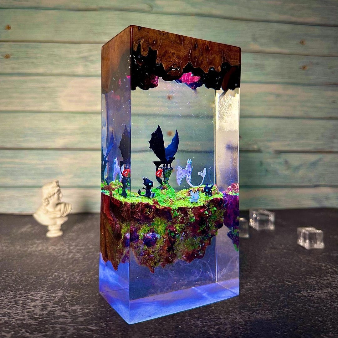 Toothless and Light Fury Epoxy Lamp,family Toothless Night Lights,epoxy ...