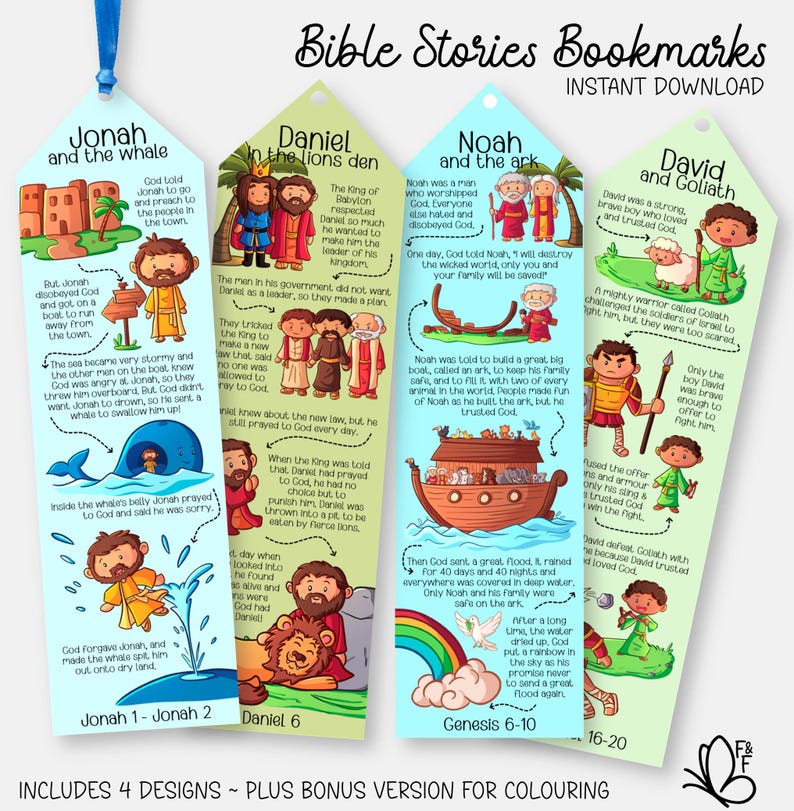 Bible Story Bookmarks | Children's Bible Stories | Sunday School Scripture Gifts & Activities ...