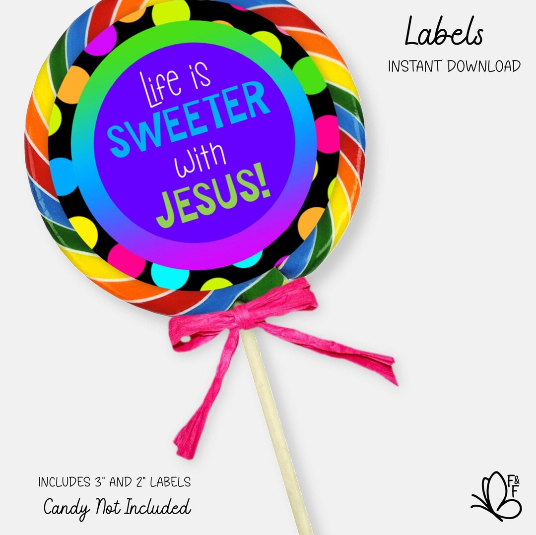 Printable Life is Sweeter With Jesus, Christian Theme Labels Stickers ...
