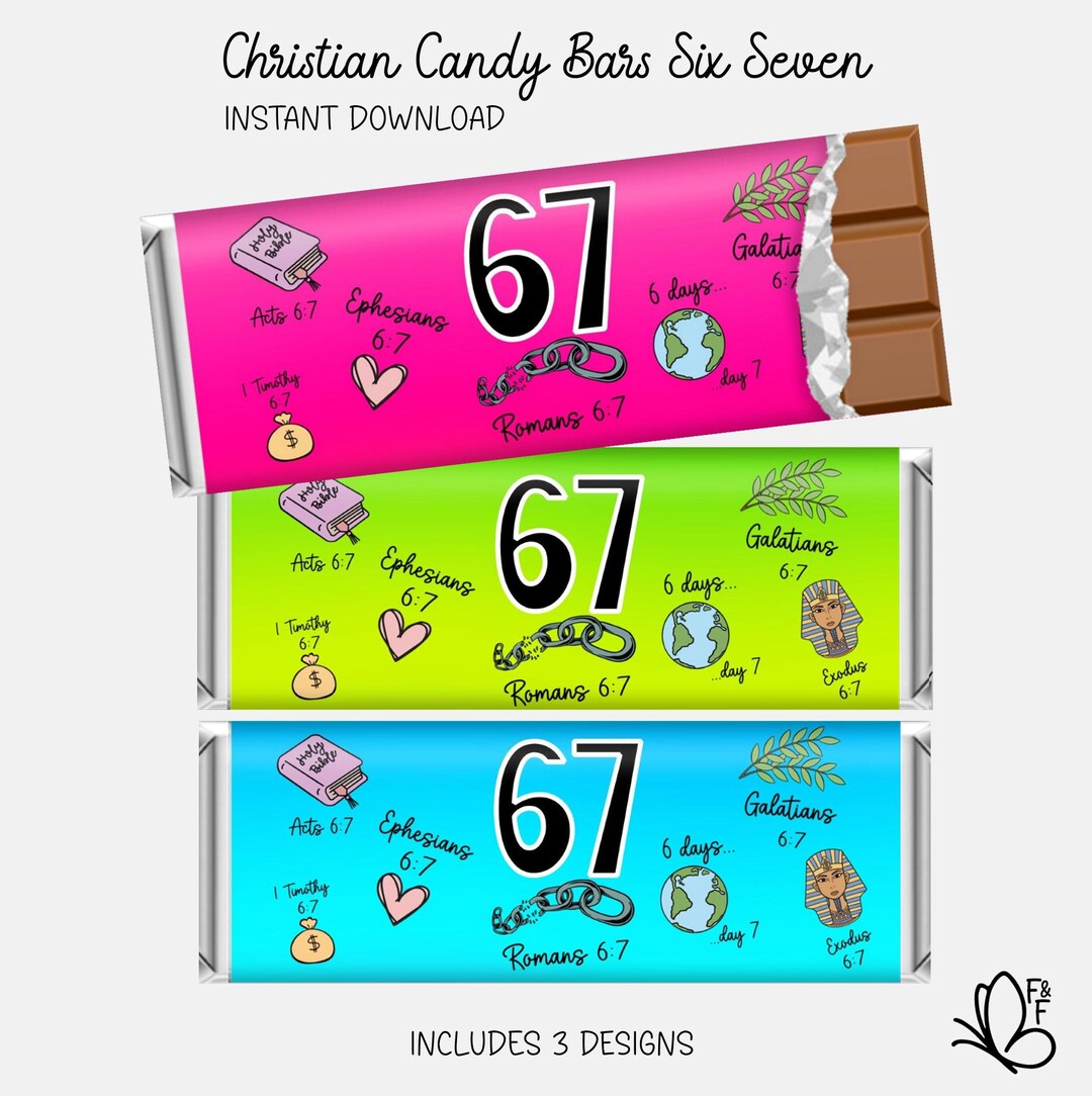 Six Seven Christian Chocolate Wrappers: Bible Verse, Church, Sunday ...