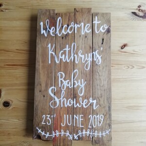 Rustic Personalised Wooden Baby Shower or Christening Sign. | Etsy UK